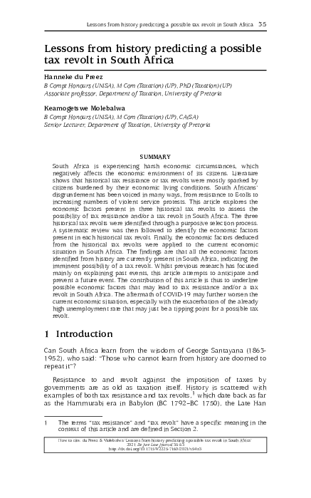 (PDF) Lessons from history predicting a possible tax revolt in South Africa