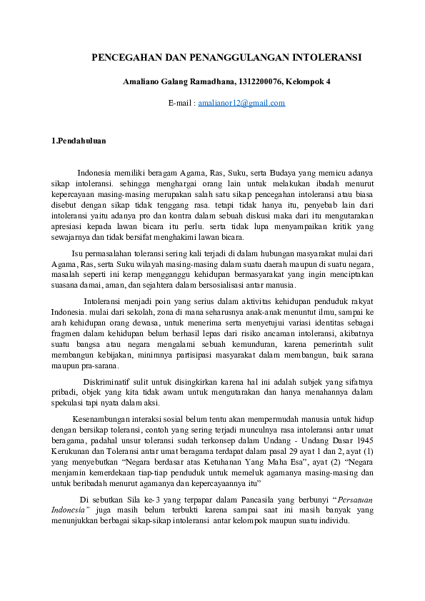 (DOC) PENCEGAHAN DAN PENANGGULANGAN INTOLERANSI