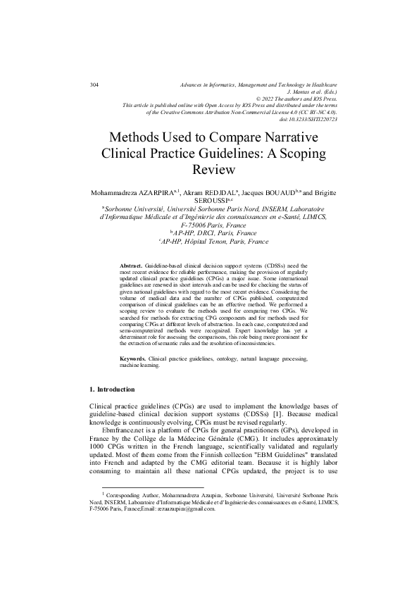 (PDF) Methods Used to Compare Narrative Clinical Practice Guidelines: A ...
