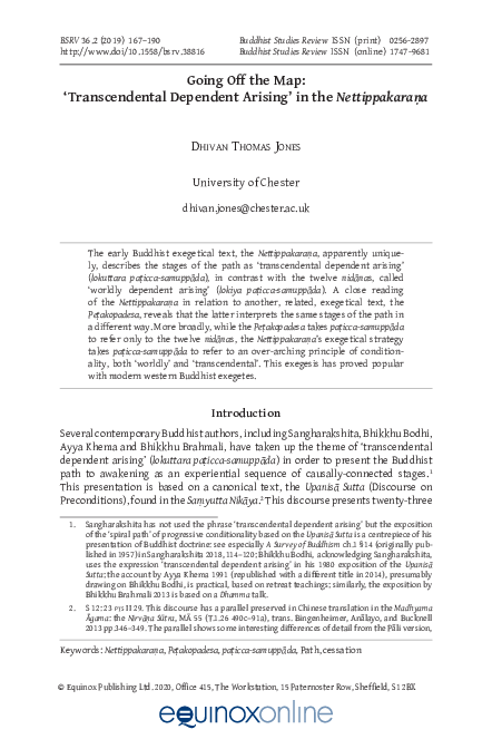 (PDF) Going Off the Map: 'Transcendental Dependent Arising' in the Nettippakaraṇa
