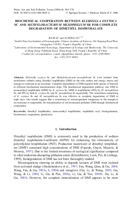 (PDF) Biochemical Cooperation Between Klebsiella oxytoca Sc and ...