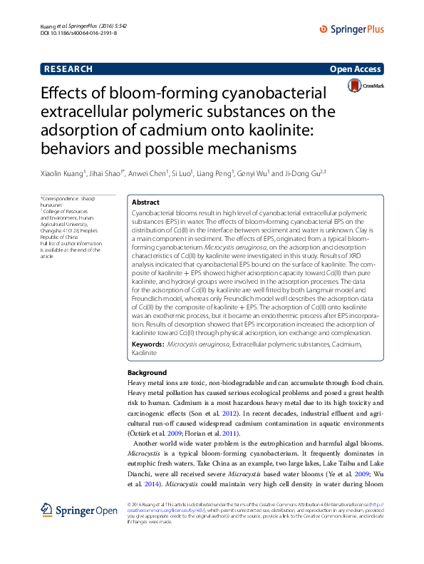 (PDF) Effects of bloom-forming cyanobacterial extracellular polymeric ...
