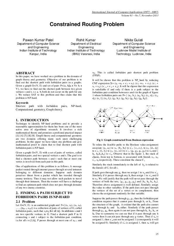 Pdf Constrained Routing Problem