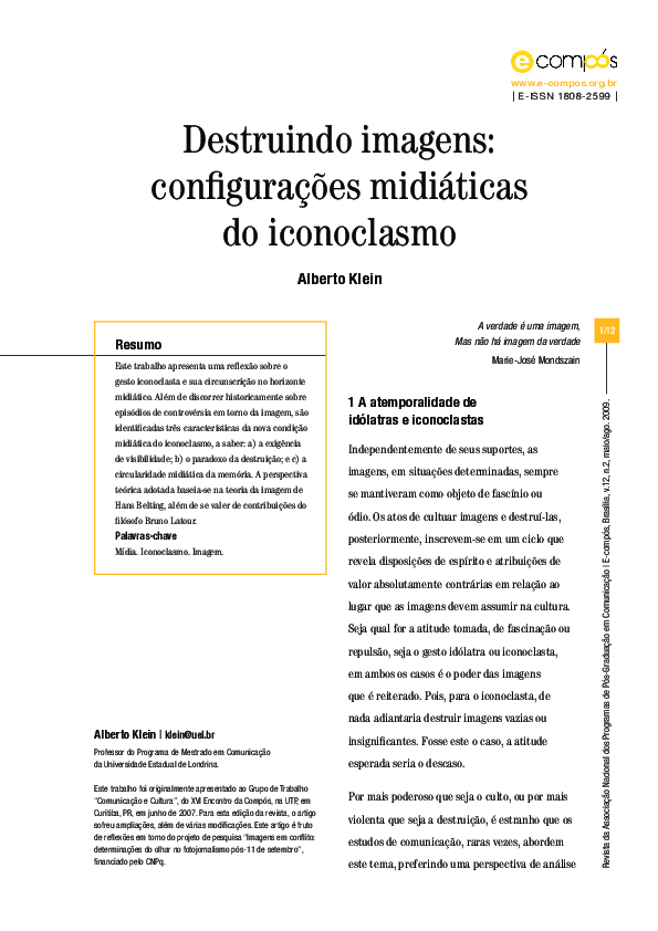 (PDF) Destruindo imagens: configurações midiáticas do iconoclasmo