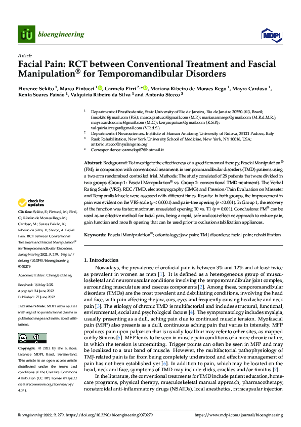 (PDF) Facial Pain: RCT between Conventional Treatment and Fascial ...