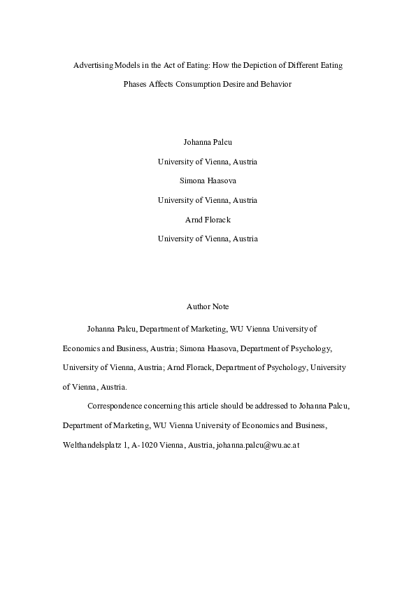 (PDF) Advertising models in the act of eating: How the depiction of ...