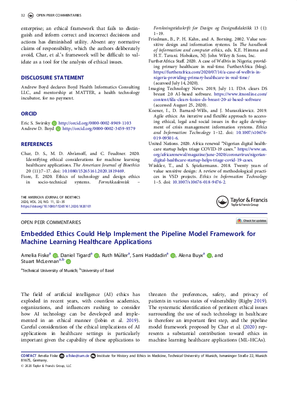 (PDF) Embedded ethics could help implement the pipeline model framework ...
