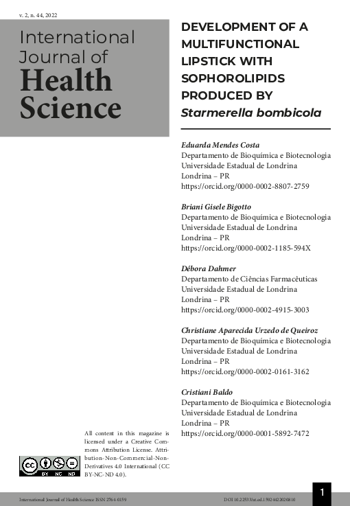 (PDF) DEVELOPMENT OF A MULTIFUNCTIONAL LIPSTICK WITH SOPHOROLIPIDS PRODUCED BY STARMERELLA ...
