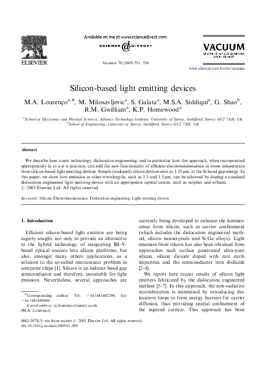 (PDF) Silicon-based light emitting devices