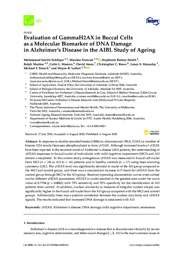 (PDF) Evaluation of GammaH2AX in Buccal Cells as a Molecular Biomarker ...
