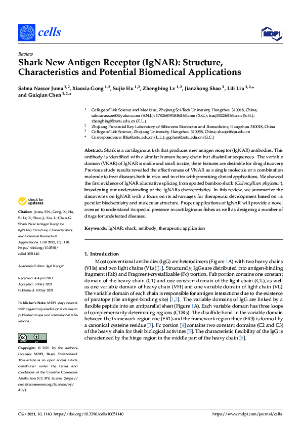 (PDF) Shark New Antigen Receptor (IgNAR): Structure, Characteristics ...