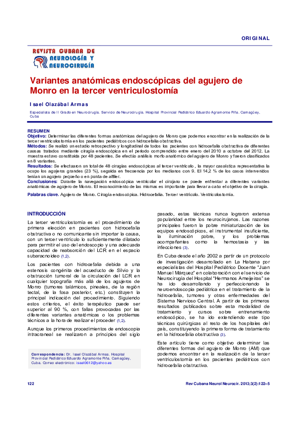 (PDF) Variantes anatómicas endoscópicas del agujero de Monro en la ...