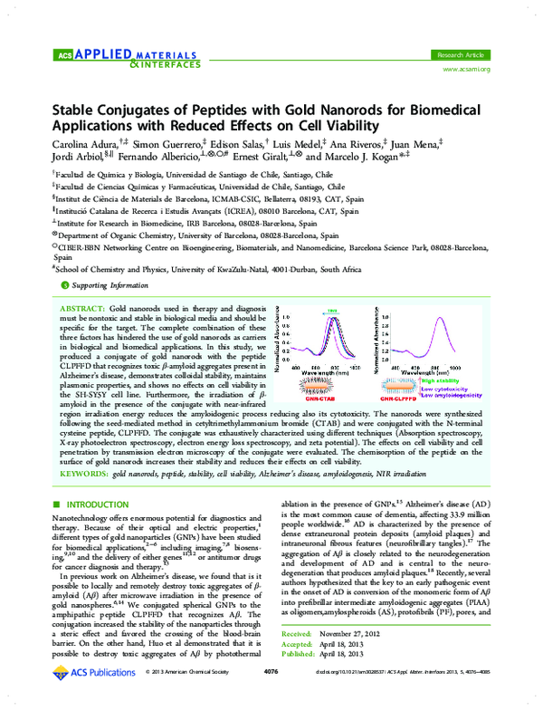 (PDF) Stable Conjugates of Peptides with Gold Nanorods for Biomedical ...