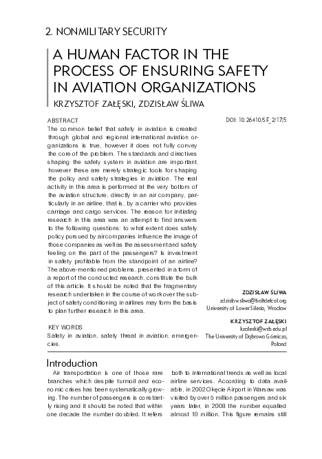 (PDF) Human factor in the process of ensuring safety in aviation ...