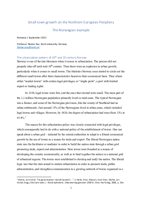 (PDF) Small town growth on the Northern European Periphery The ...