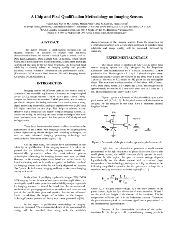 (PDF) A chip and pixel qualification methodology on imaging sensors