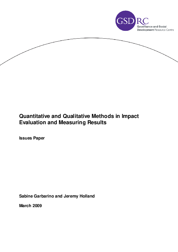(PDF) Quantitative and Qualitative Methods in Impact Evaluation and ...