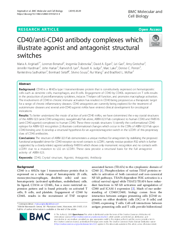 (PDF) CD40/anti-CD40 antibody complexes which illustrate agonist and ...