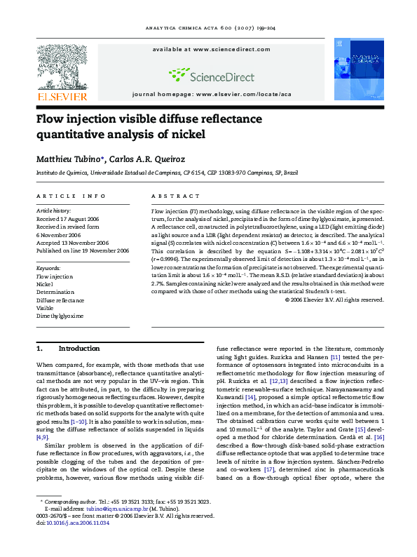 (PDF) Flow injection visible diffuse reflectance quantitative analysis ...