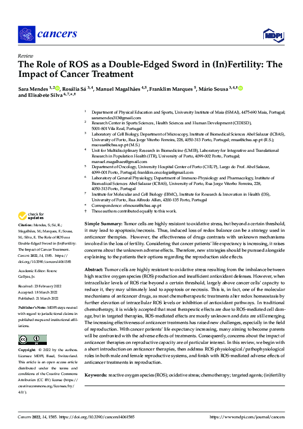 (PDF) The Role of ROS as a Double-Edged Sword in (In)Fertility: The ...