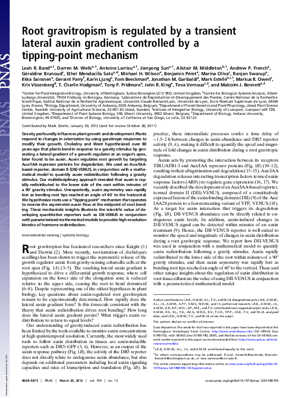 (PDF) Root gravitropism is regulated by a transient lateral auxin ...