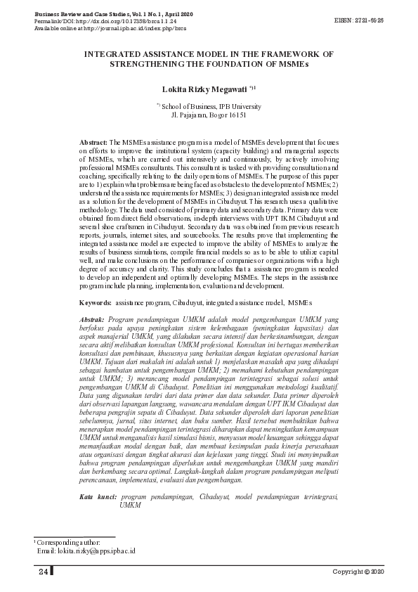 (PDF) Integrated Assistance Model in The Framework of Strengthening The ...