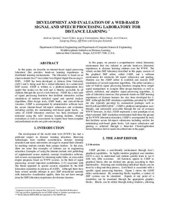 (PDF) Development and evaluation of a Web-based signal and speech processing laboratory for ...