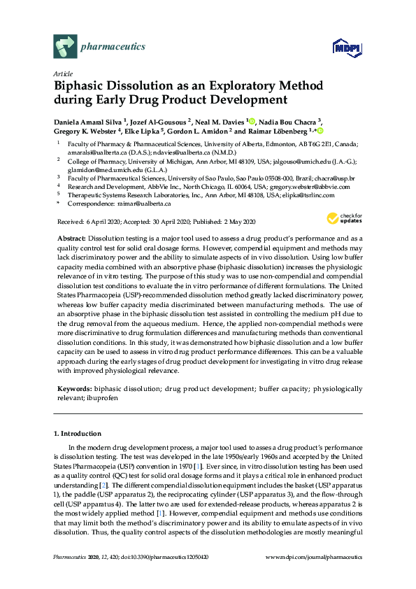 (PDF) Biphasic Dissolution as an Exploratory Method during Early Drug ...