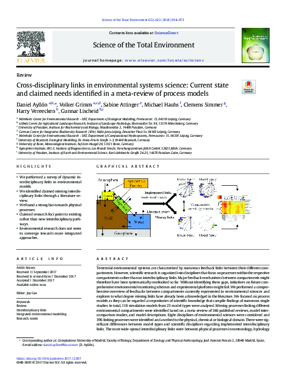 (PDF) Cross-disciplinary links in environmental systems science ...