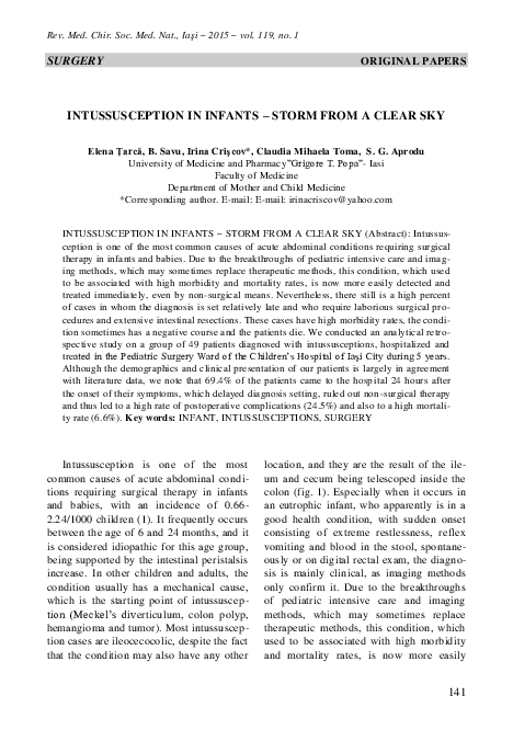 (PDF) Intussusception in infants--storm from a clear sky