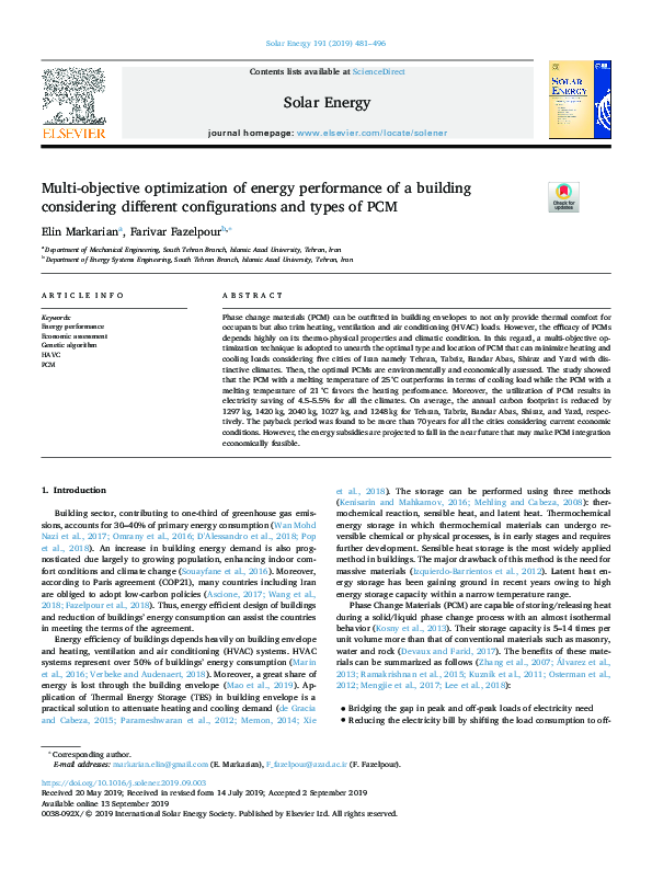 Pdf Multi Objective Optimization Of Energy Performance Of A Building