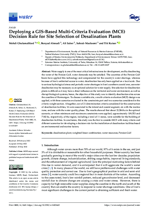Pdf Deploying A Gis Based Multi Criteria Evaluation Mce Decision