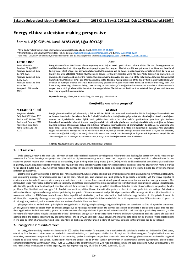 (PDF) Energy ethics: a decision making perspective