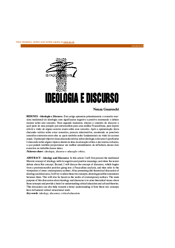 (PDF) Ideologia e Discurso
