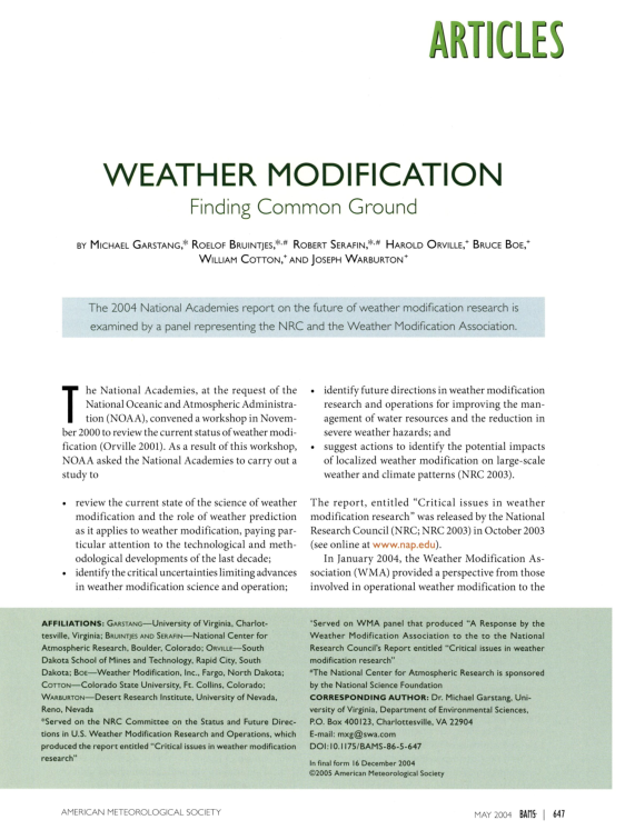 (PDF) Weather Modification: Finding Common Ground