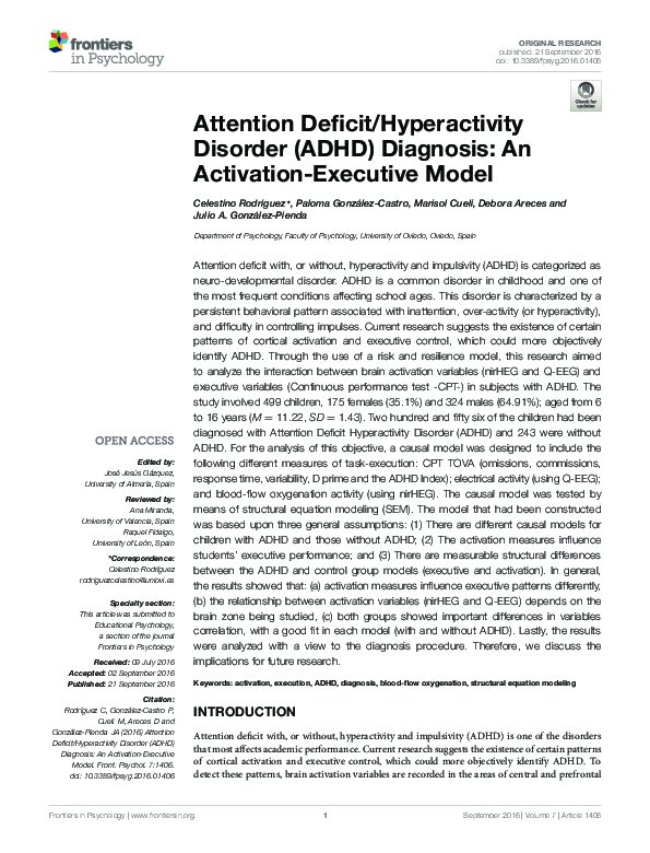 (PDF) Attention-Deficit/Hyperactivity Disorder (ADHD) and Forgetfulness ...