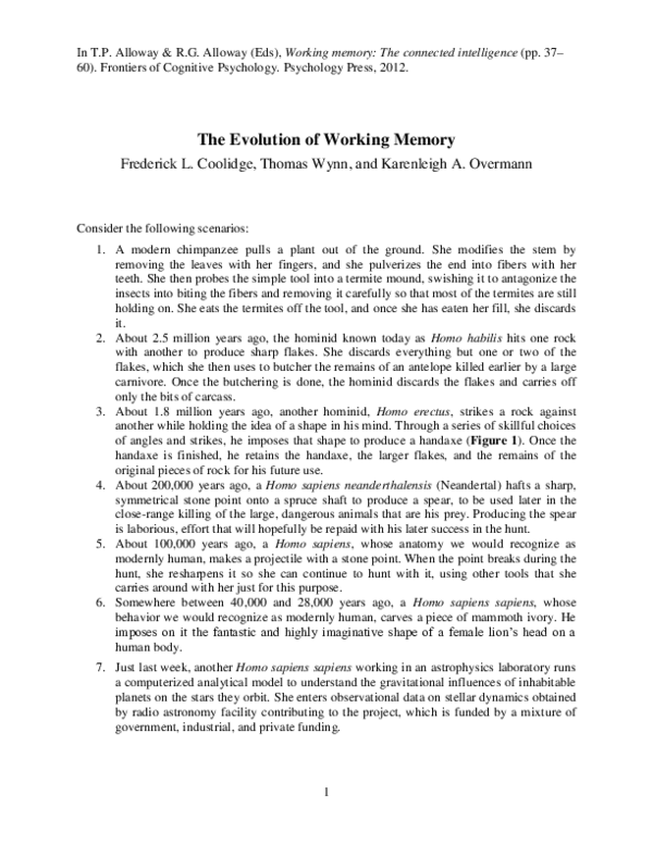 (PDF) The evolution of working memory