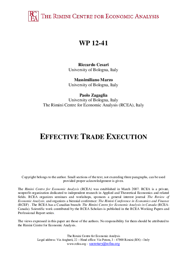 (PDF) Effective Trade Execution