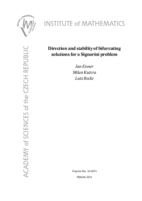 (PDF) Direction and stability of bifurcating solutions for a Signorini ...