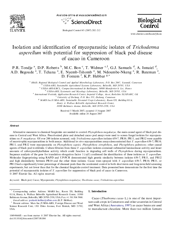 Pdf Isolation And Identification Of Mycoparasitic Isolates Of Trichoderma Asperellum With