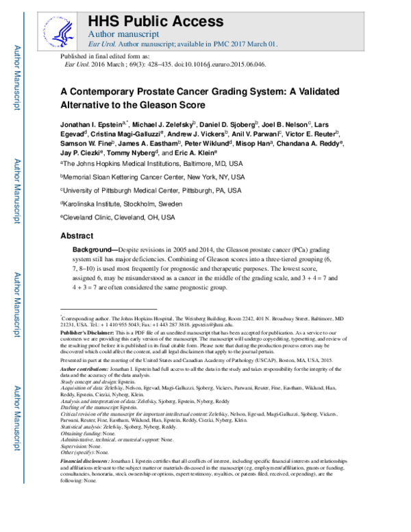 (PDF) A Contemporary Prostate Cancer Grading System: A Validated ...