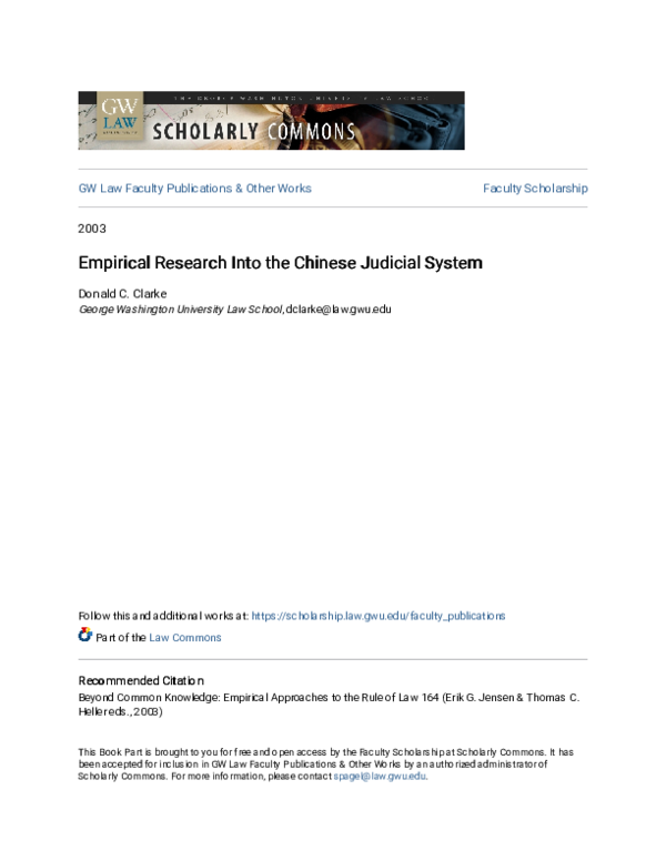 (PDF) Empirical Research Into the Chinese Judicial System