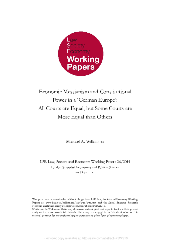 (PDF) Economic Messianism and Constitutional Power in a 'German Europe ...
