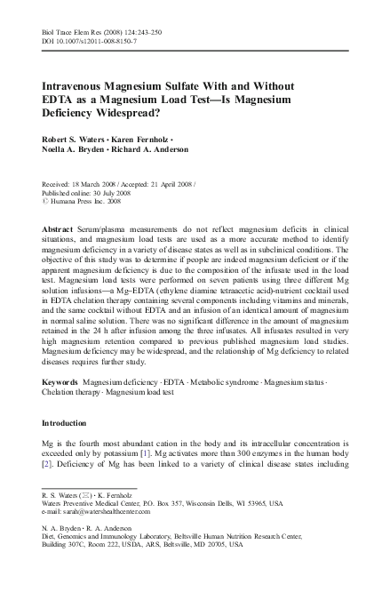 (PDF) Intravenous magnesium sulfate with and without EDTA as a ...