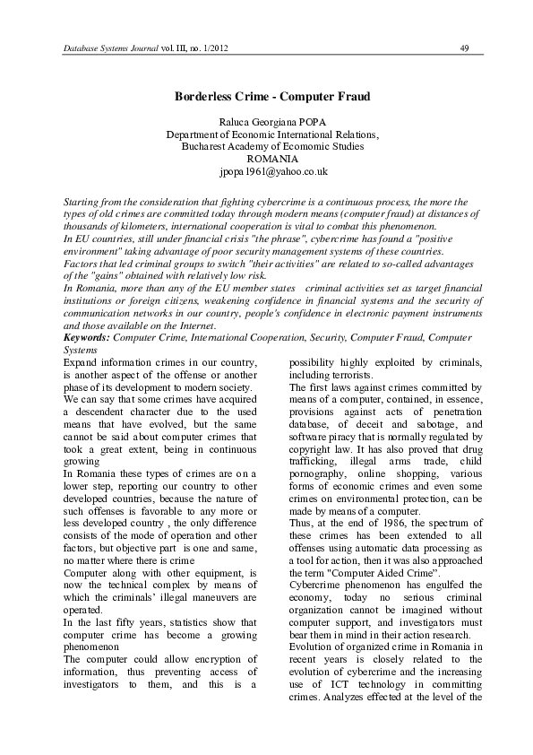 (PDF) Borderless Crime - Computer Fraud