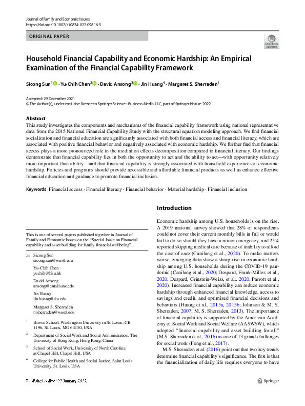 (PDF) Household Financial Capability and Economic Hardship: An ...