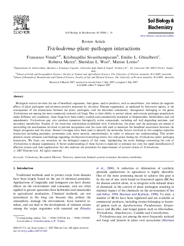 (PDF) Trichoderma–plant–pathogen interactions