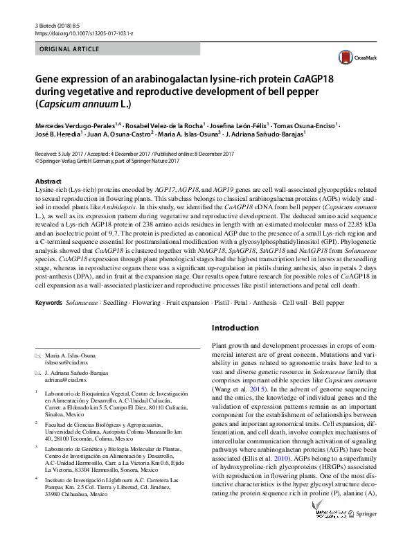 (PDF) AGP18 Gene Expression in Bell Pepper Stages