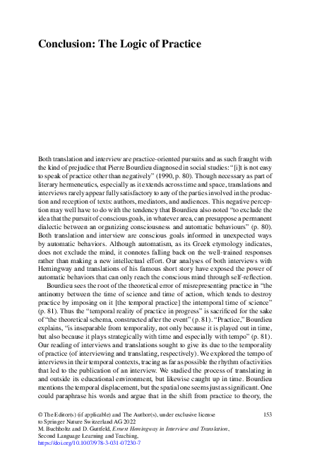 (PDF) Conclusion: The Logic of Practice