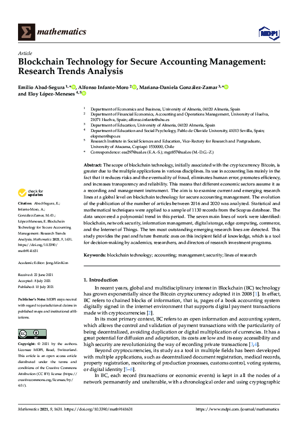 (PDF) Blockchain Technology for Secure Accounting Management: Research Trends Analysis